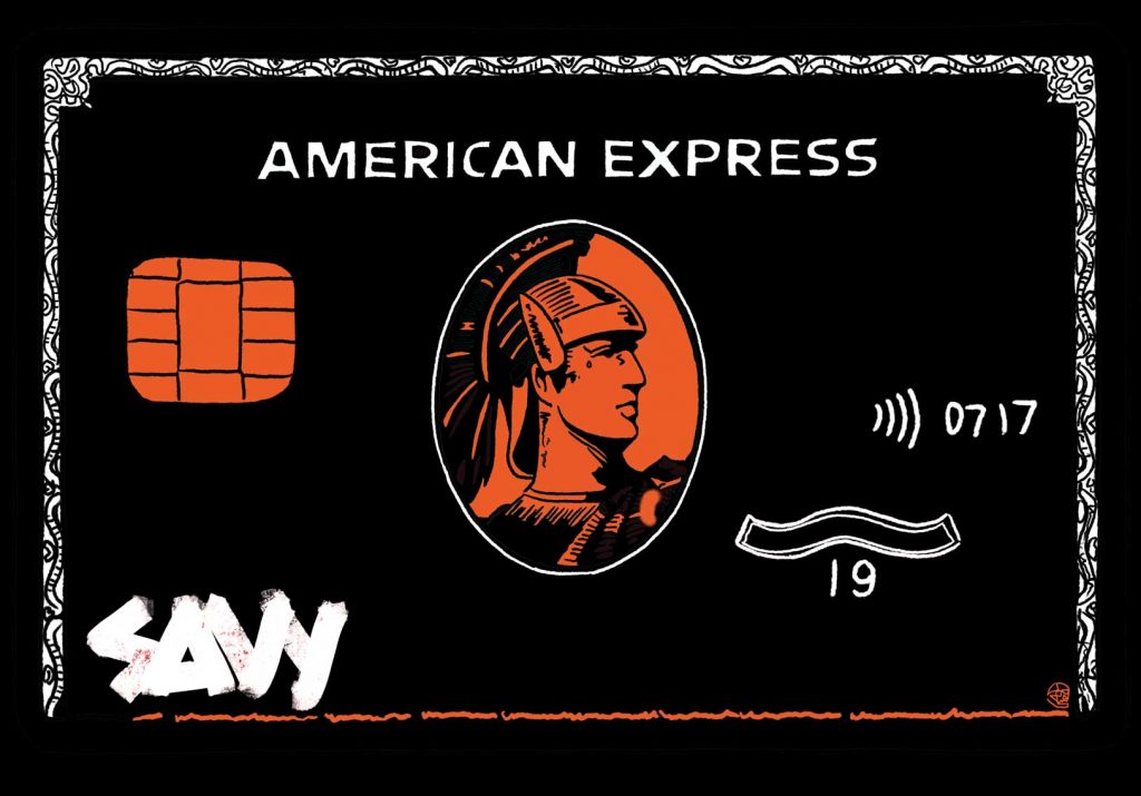 AMEX – White on Black - Art by Tim Savy